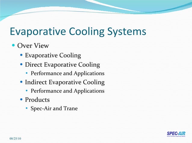 Intro To Evaporative Cooling | PPT