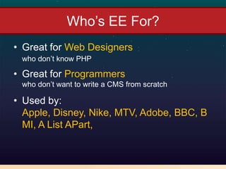 Intro to ExpressionEngine and CodeIgniter | PPT