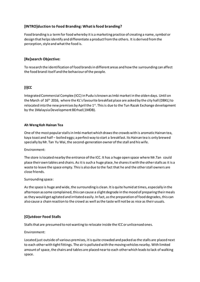 Food & Culture Project 1 : Research Proposal | PDF