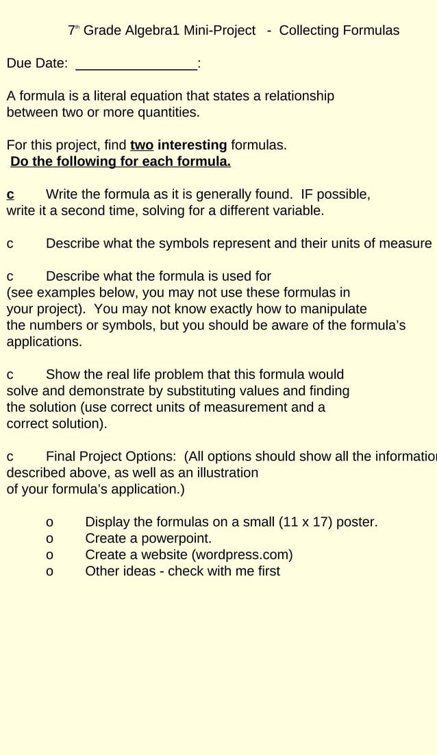 Intro To Formula Project | PDF