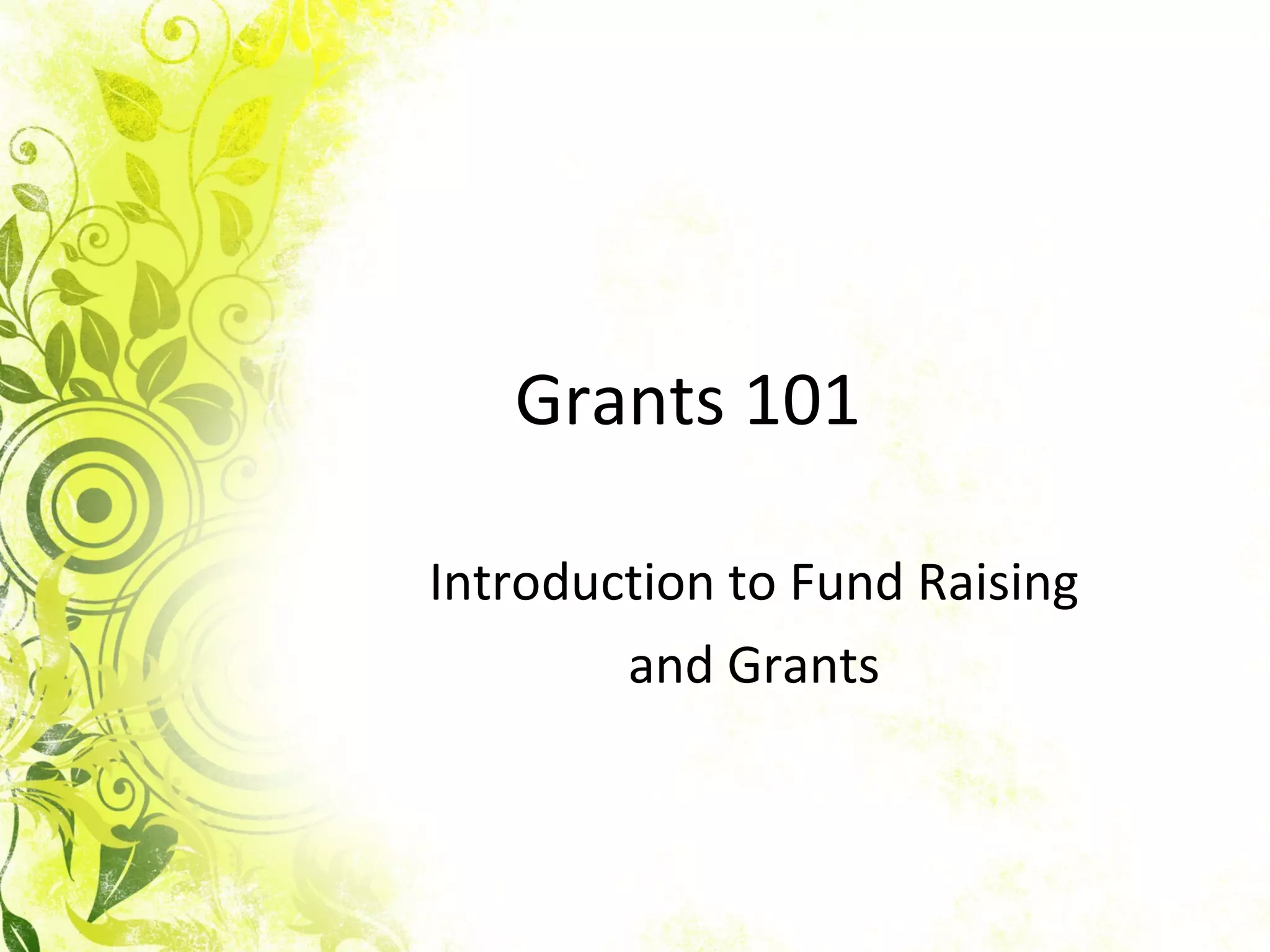 Introduction to Fundraising and Grants | PPT