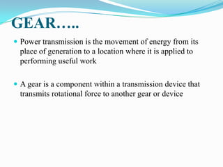 Introduction to Gears & Dynamometers (Theory of Machines) | PPTX