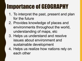 Introduction to Geography - Disciplines and Ideas in Social Sciences | PPTX
