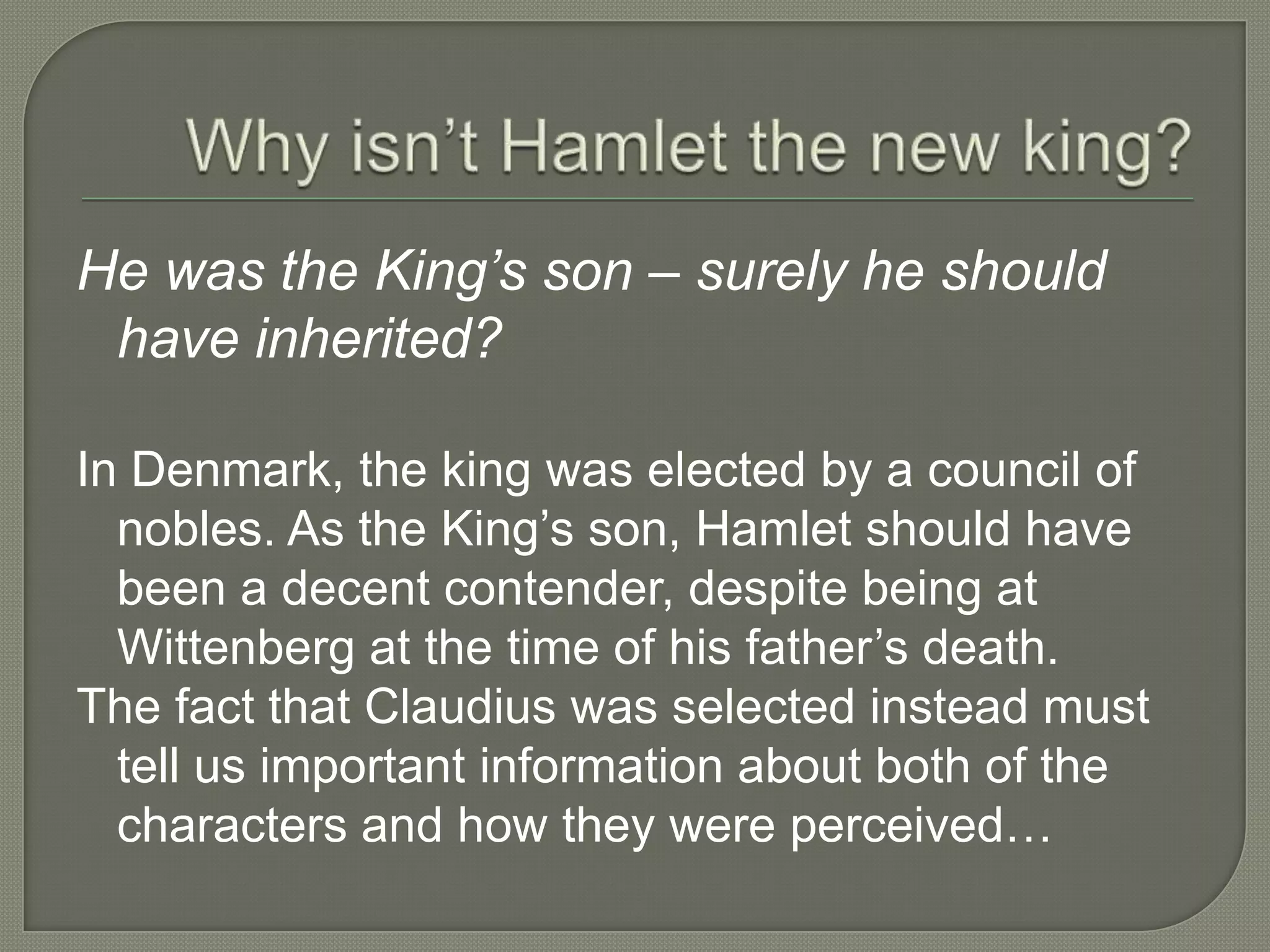 Introduction to Hamlet, with exercises on Act One Scenes One and Two | PPTX