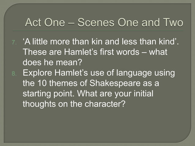 Introduction to Hamlet, with exercises on Act One Scenes One and Two | PPT