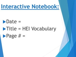 HEI Vocabulary Words | PPT