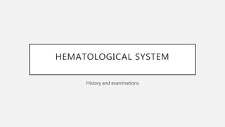 Intro to hematological system | PPT