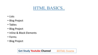 All Topics of HTML | PPTX