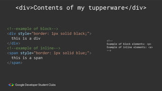 [SUTD GDSC] Intro to HTML and CSS | PPT
