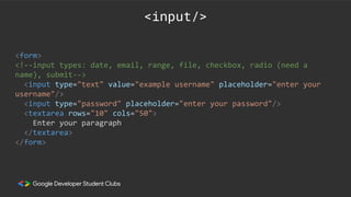 [SUTD GDSC] Intro to HTML and CSS | PPT