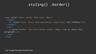 [SUTD GDSC] Intro to HTML and CSS | PPT