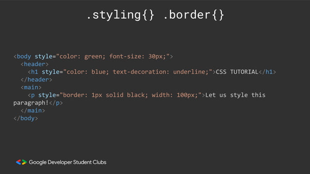 [SUTD GDSC] Intro to HTML and CSS | PPT
