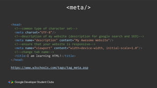 [SUTD GDSC] Intro to HTML and CSS | PPT