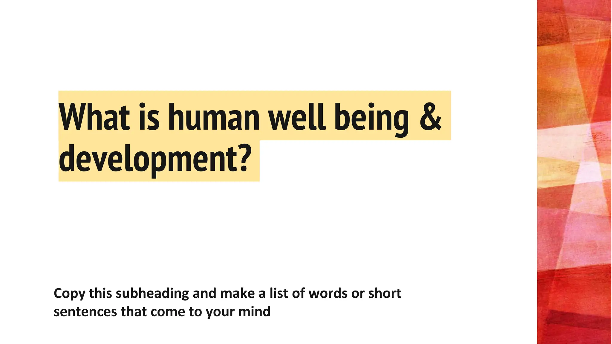 Introduction to Human Wellbeing in geography | PPT