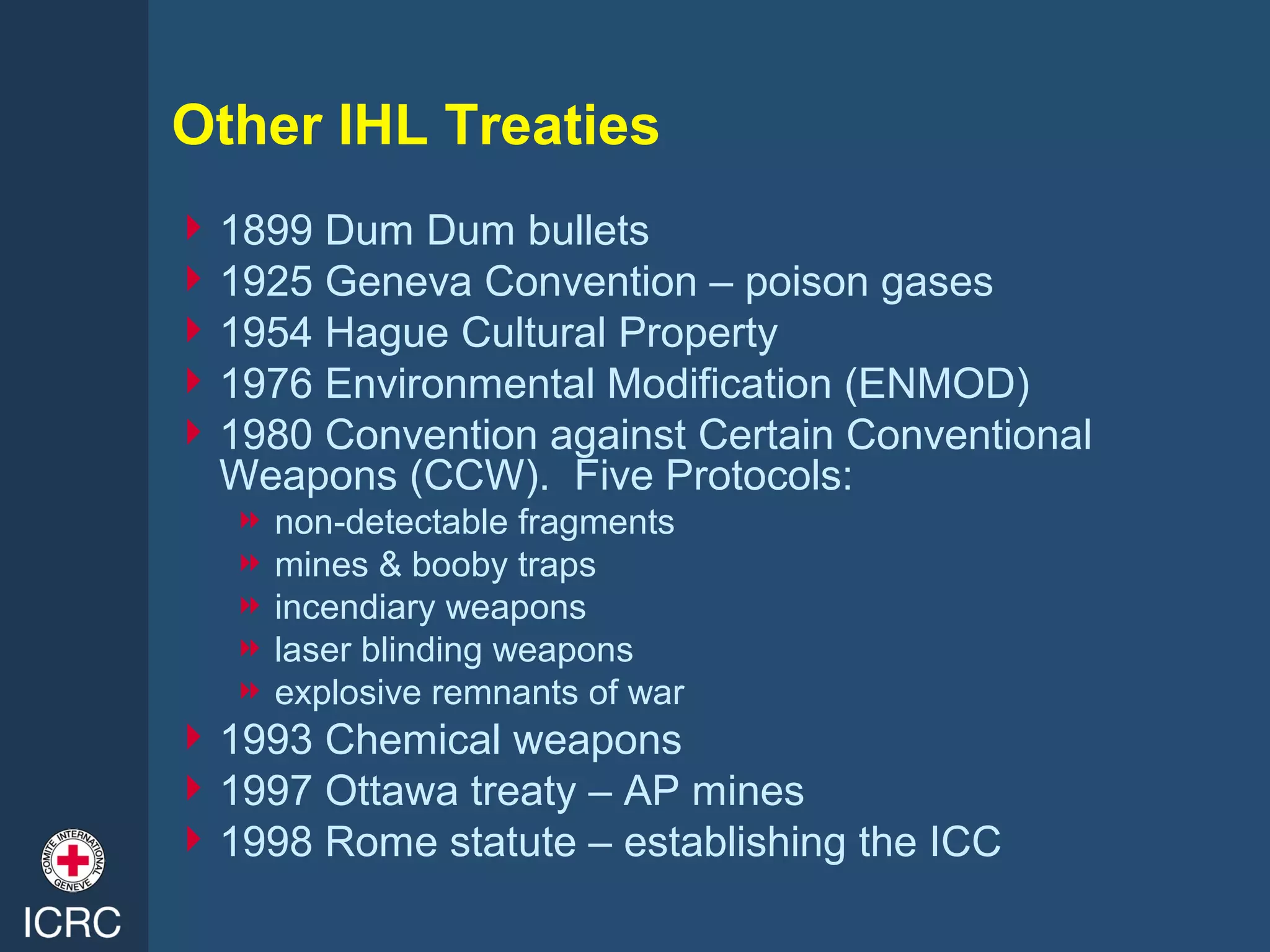 Intro to international humanitarian law by icrc | PPT