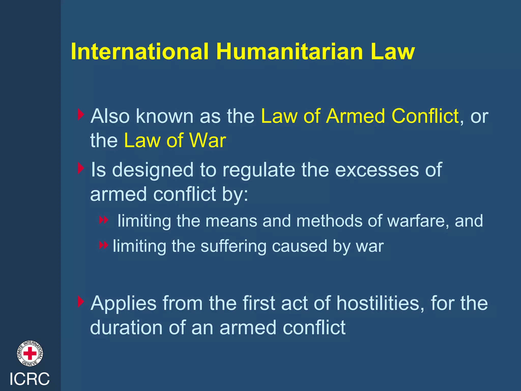 Intro to international humanitarian law by icrc | PPT