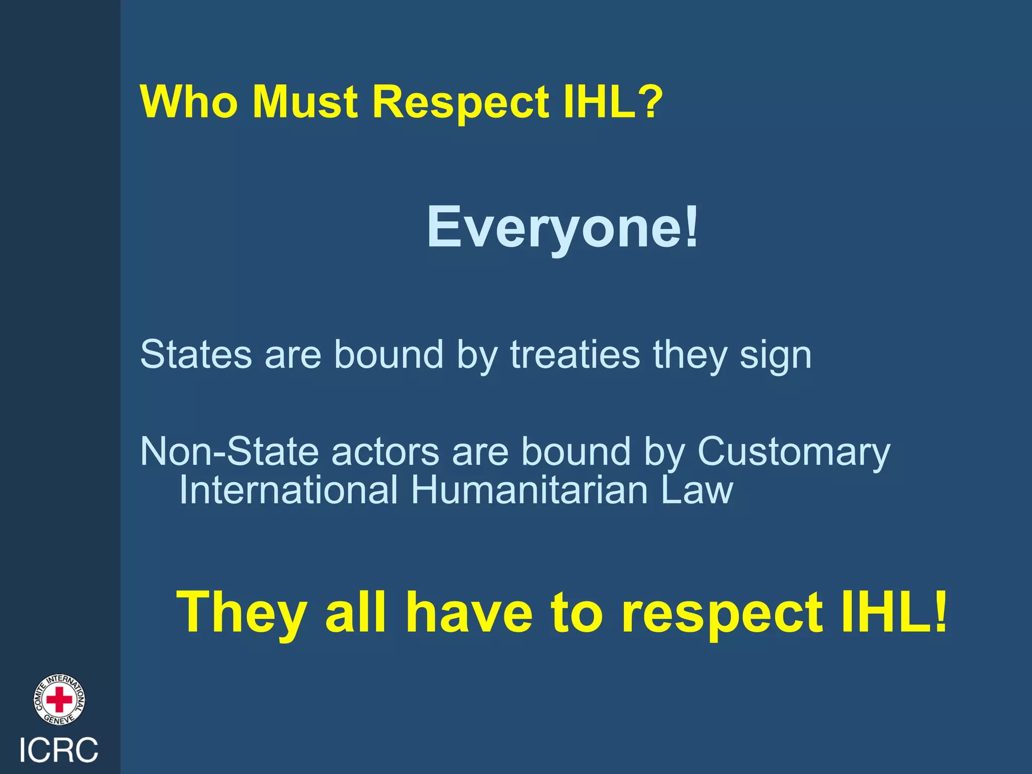 Intro to international humanitarian law by icrc | PPT