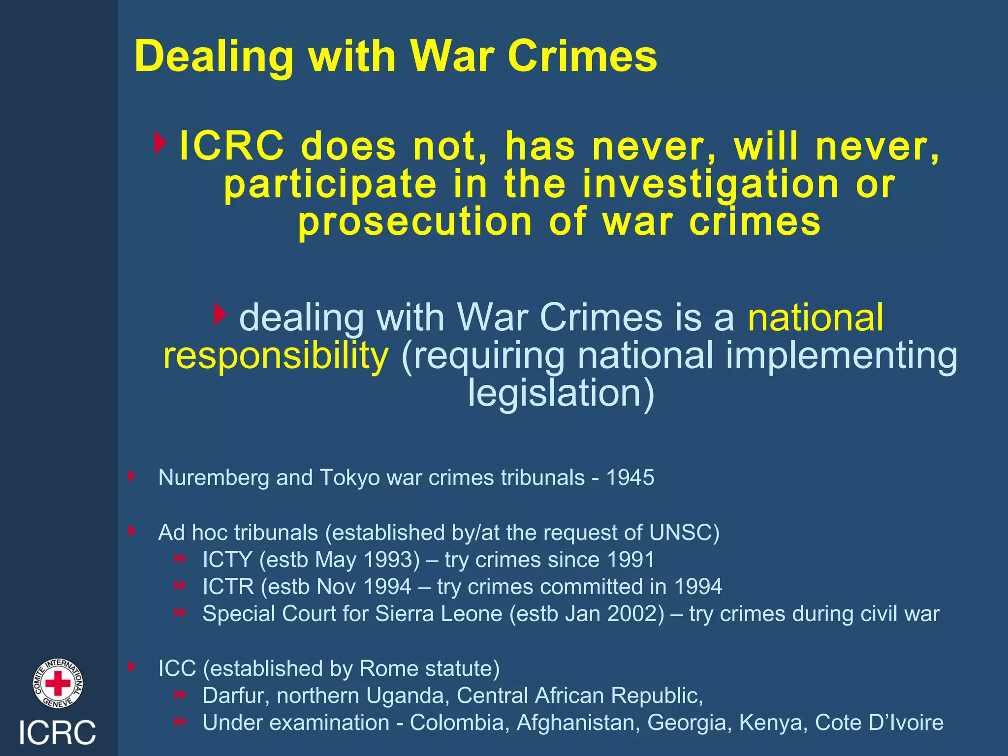 Intro to international humanitarian law by icrc | PPT
