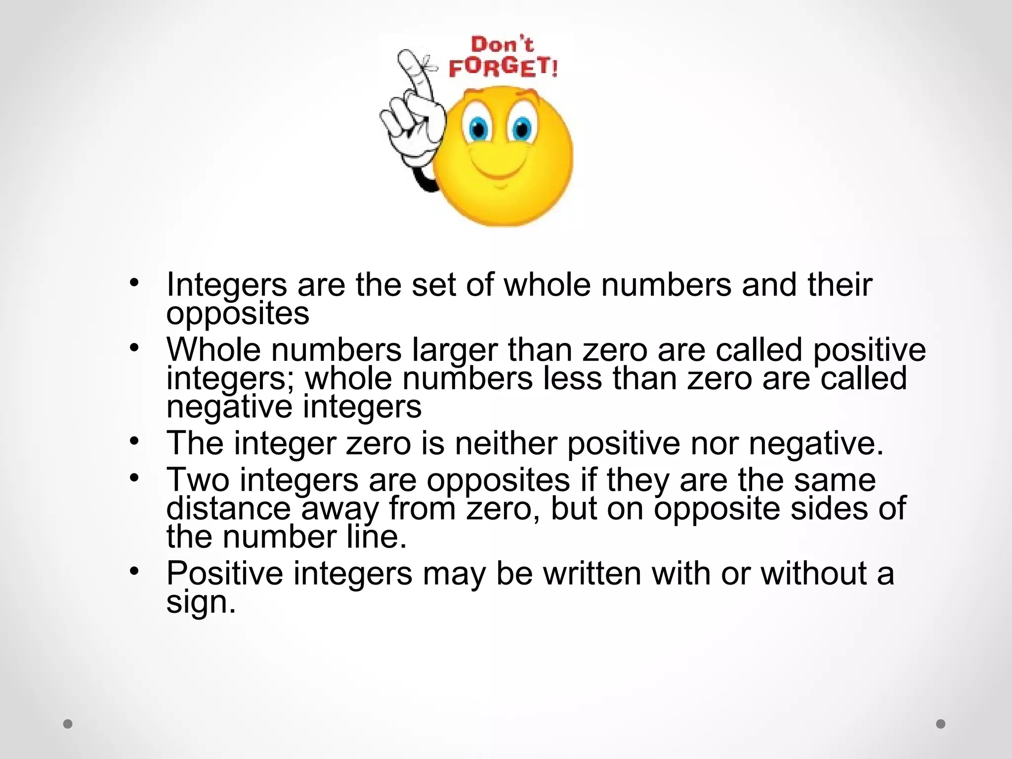 Introduction to integers | PPT