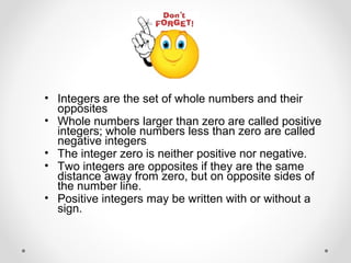 Introduction to integers | PPT