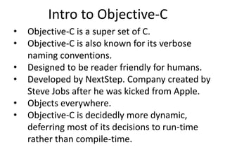 Intro to iOS: Object Oriented Programming and Objective-C | PPT