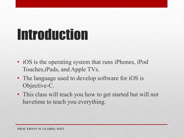 Introduction to iOS Apps Development | PPTX