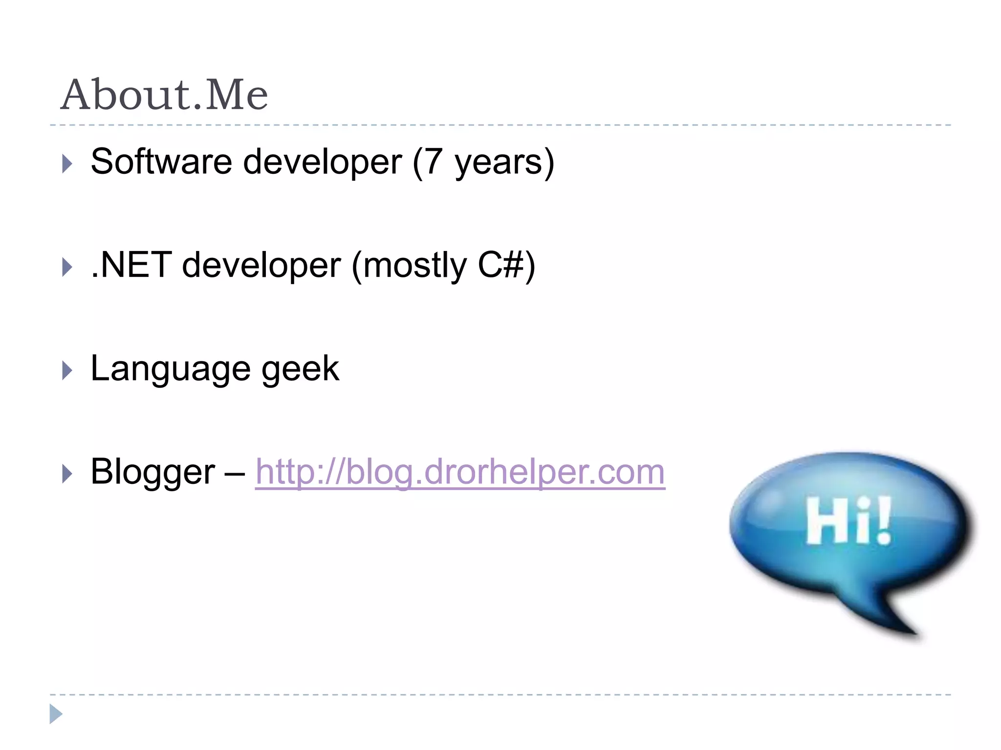 The Net Developers Introduction To Ironpython Ppt