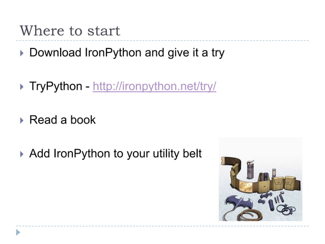 The .NET developer's introduction to IronPython | PPTX