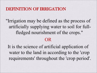 irrigation engineering introduction of various parts etc | PPT