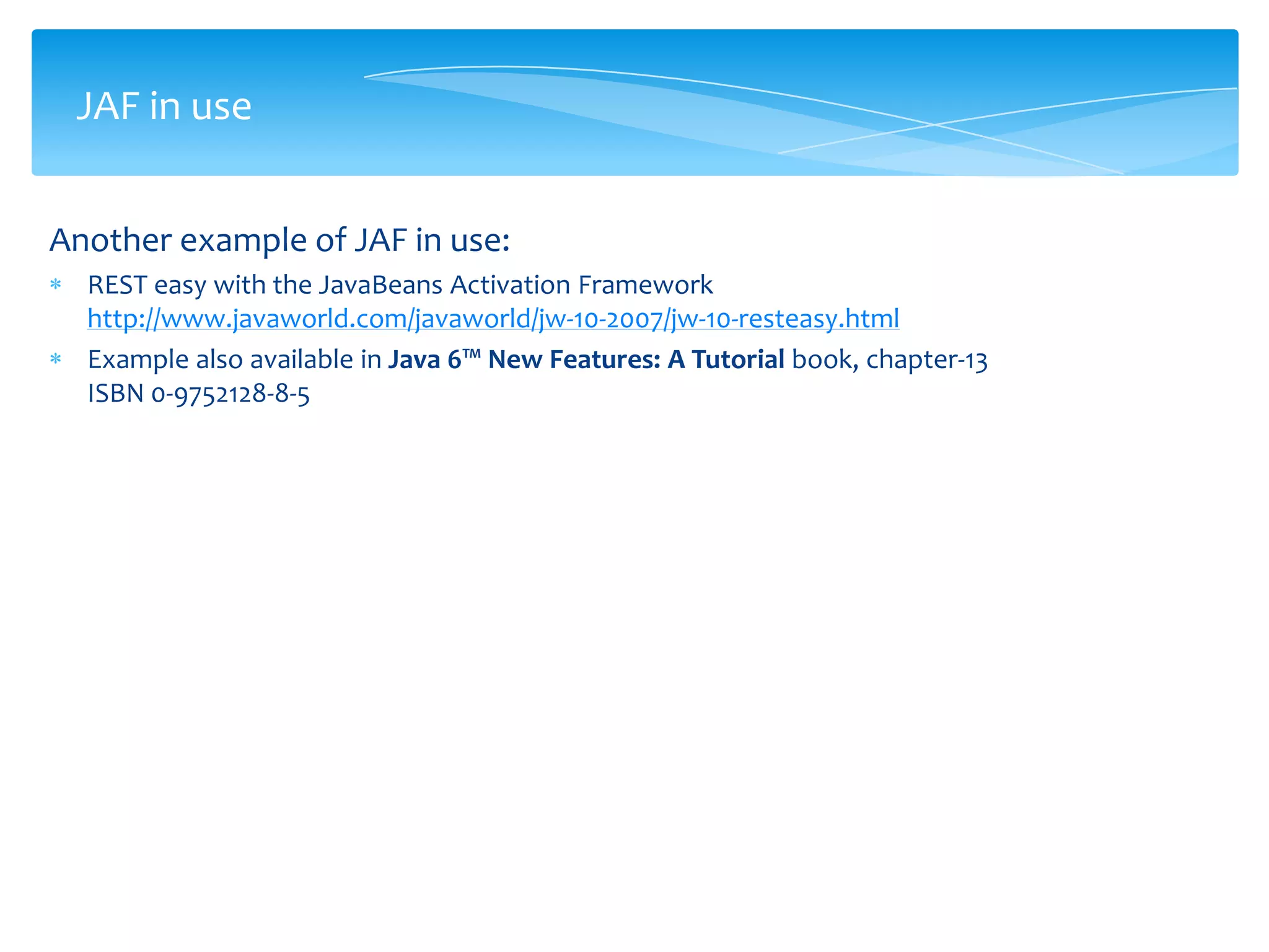 Introduction to JavaBeans Activation Framework v1.1 | PPTX | Operating Systems | Computer ...