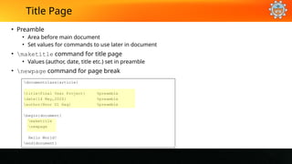 Introduction to LaTeX9very important ).. | PPT