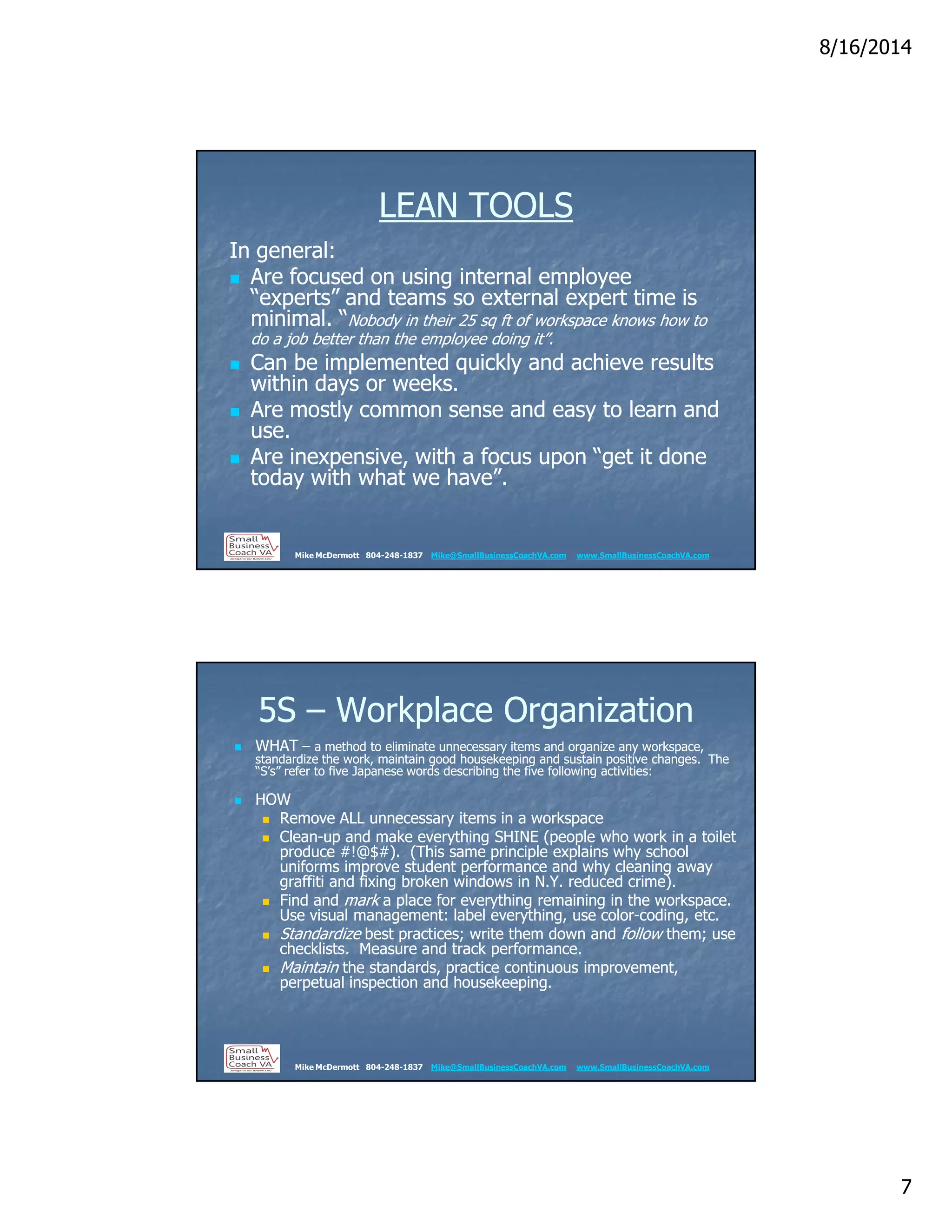 Introduction to LEAN (handout) | PDF | Manufacturing Industry | Industries