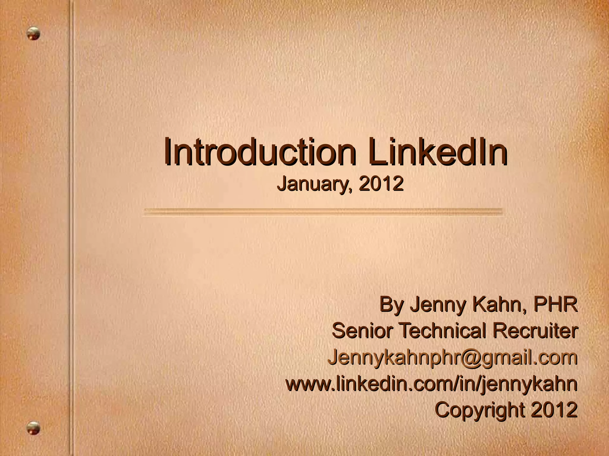 Intro To Linkedin | PPT