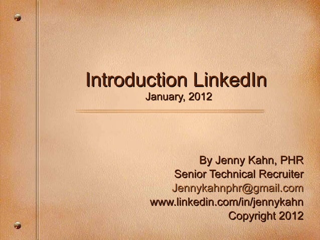 Intro To Linkedin | PPT