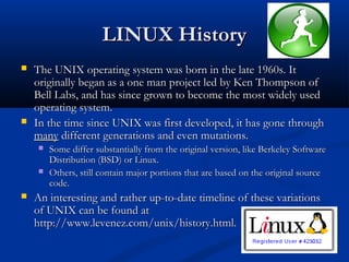 Intro to linux | PPT | Operating Systems | Computer Software and ...