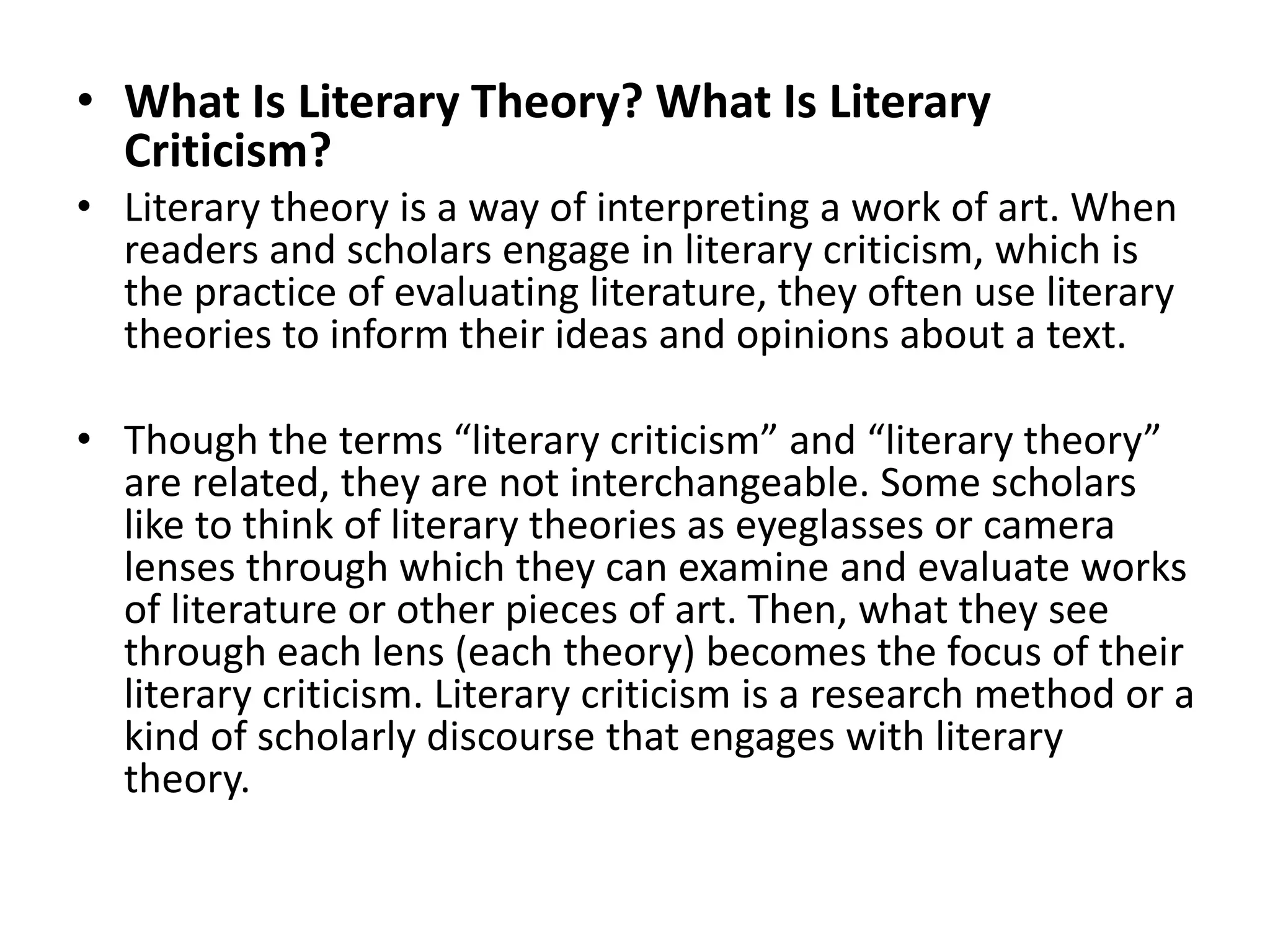INTRO TO lITERARY THEORY LECTURER 1.pptx | Books and Literature