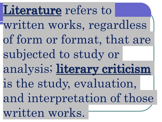 An Introduction to Literary Criticism for high school students | PPT