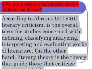 An Introduction to Literary Criticism for high school students | PPT