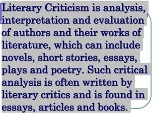 An Introduction to Literary Criticism for high school students | PPT