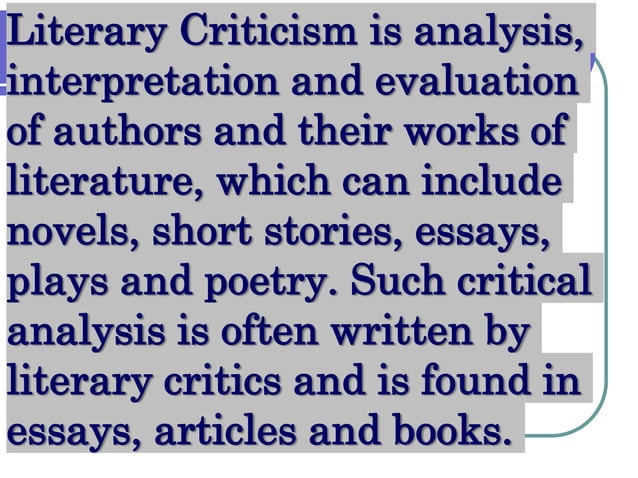 An Introduction to Literary Criticism for high school students | PPT