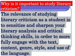 An Introduction to Literary Criticism for high school students | PPT