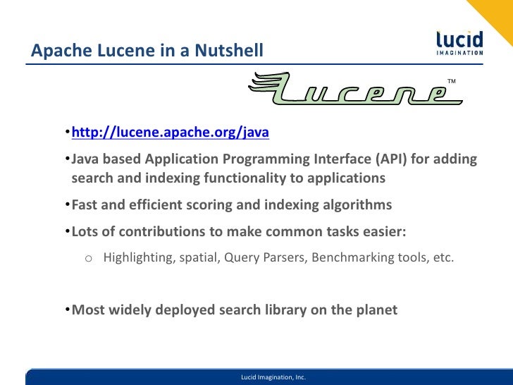 Use apache lucene for indexing - volfront