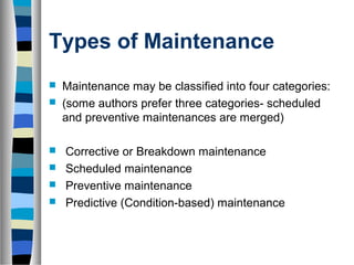 Intro to maintenance | PPT | Mechanical and Industrial Engineering ...