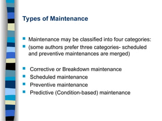introduction of maintenance , maintenance in service industry | PPT