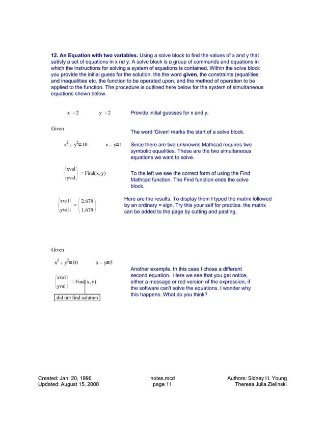 Intro to mathcad | PDF
