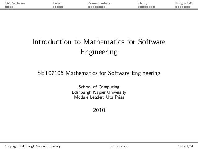 Intro to maths for software eng