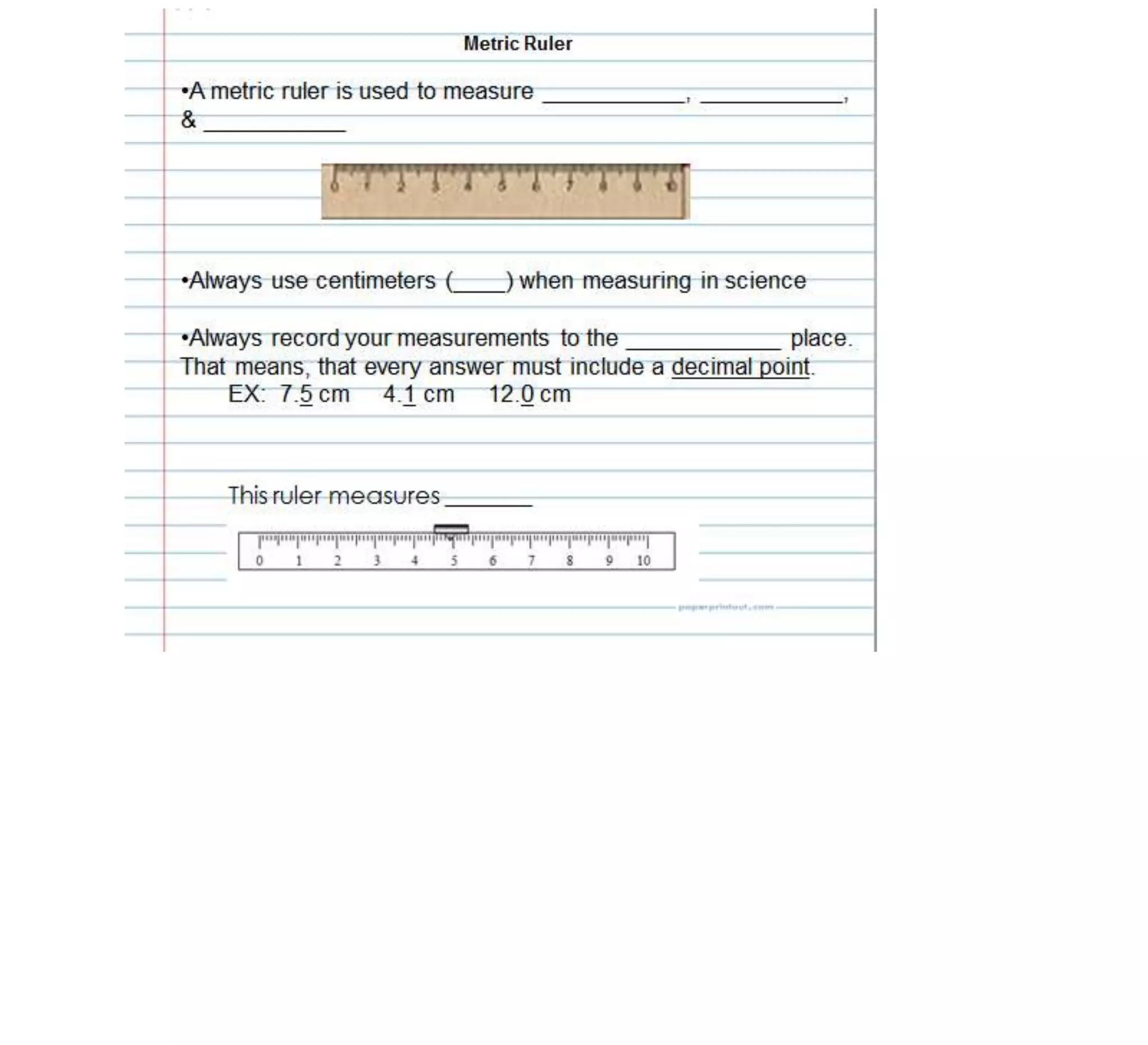 Intro to measurement and ruler notes | PPT