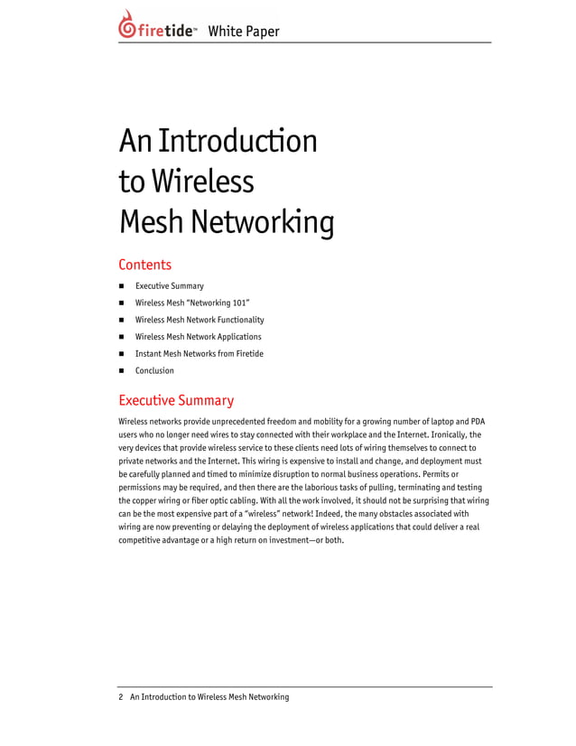 Intro to Firetide Wireless Mesh Networking | PDF