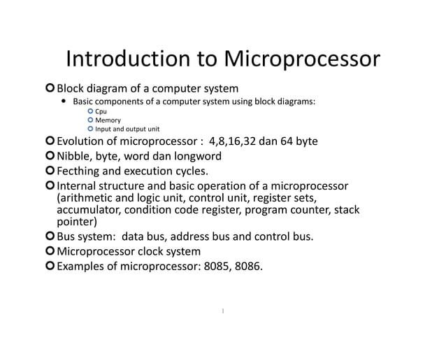 Intro to microprocessor and its detailing and applications | PPT