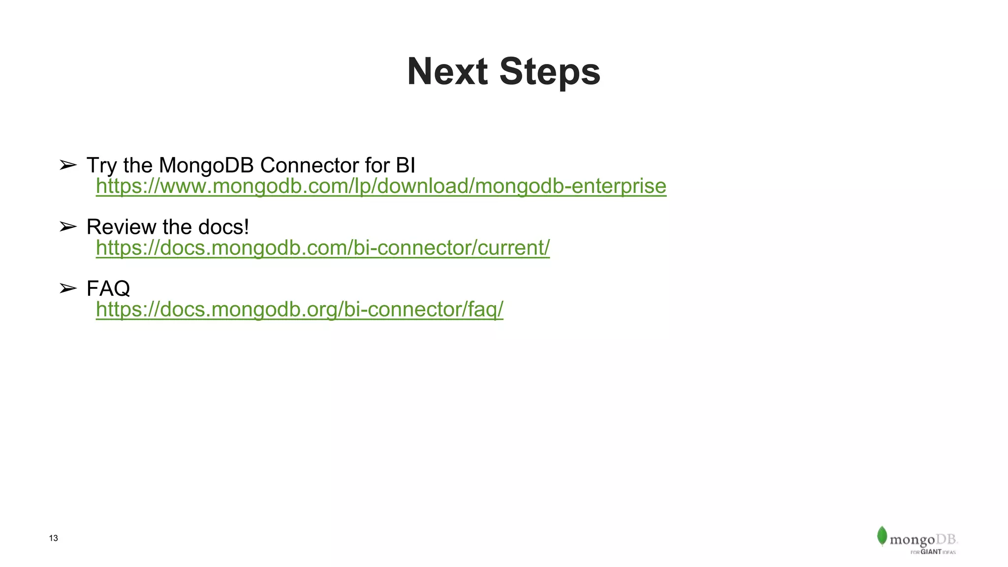 Beyond the Basics 3: Introduction to the MongoDB BI Connector | PPT